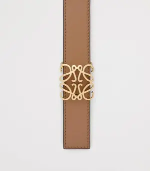 Loewe Leather Reversible Anagram Bombé Belt - Brown