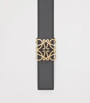 Loewe Leather Reversible Anagram Bombé Belt - Brown