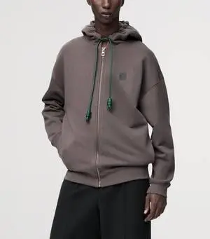Loewe Anagram Cotton-blend Hoodie - Grey