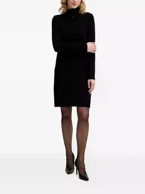 BENETTON Knitted Turtleneck Midi Dress - Black