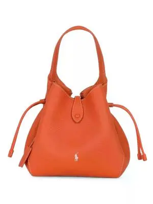 Polo Ralph Lauren Grained Leather Shoulder Bag - Orange