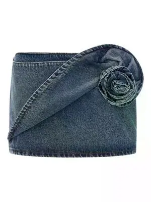 Magda Butrym Draped Floral Denim Mini Skirt