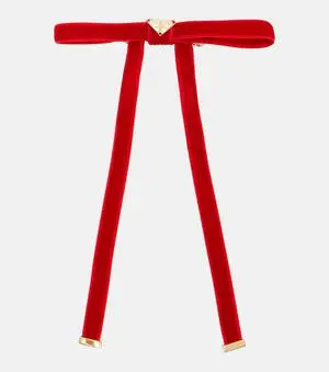 Prada Velvet Hair Clip With Bow Detail - Red
