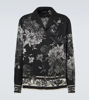 Dolce & Gabbana Floral Polka-dot Silk Shirt - Black