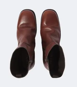Prada Leather Ankle Boots With Side Zip