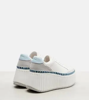 Chloé Leather Platform Sneakers - Blue
