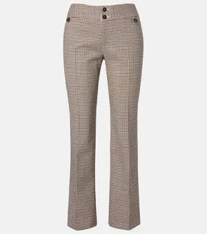 Etro Checked Wool-blend Cropped Flared Pants