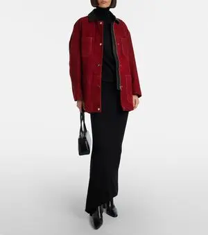 Nour Hammour Suede Jacket With Leather Trim - Red