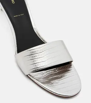 TOM FORD 55 Metallic Leather Mules - Silver