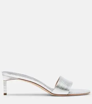 TOM FORD 55 Metallic Leather Mules - Silver