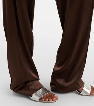 TOM FORD 55 Metallic Leather Mules - Silver