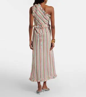 Rixo Arabelle Striped Cotton Midi Dress