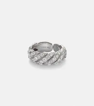David Yurman Sculpted Cable 18kt White Gold And Diamond Ring - Silver