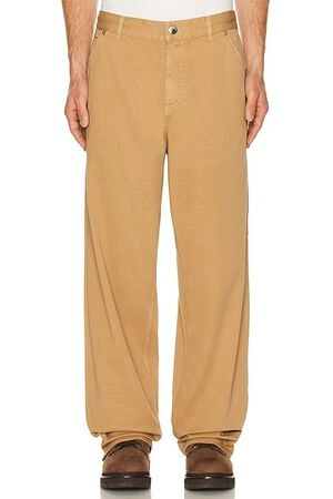 Moncler Garment Dyed Cotton Blend Trousers - Camel