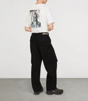 Burberry Cotton Cargo Trousers With Check Belt