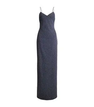 Ralph Lauren Wool Stripe Maxi Dress - Navy