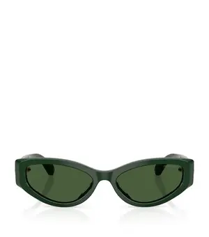 SWAROVSKI Cat Eye Sunglasses With Crystal Embellishments - Green