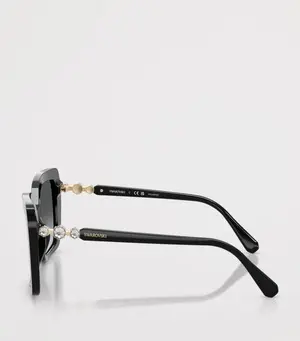 SWAROVSKI Sk6049 Butterfly Sunglasses - Black