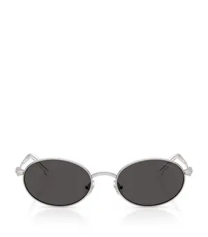 SWAROVSKI Sk7033 Oval Sunglasses - Silver