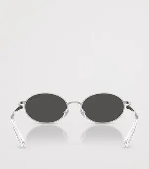SWAROVSKI Oval Embellished Sunglasses - Silver