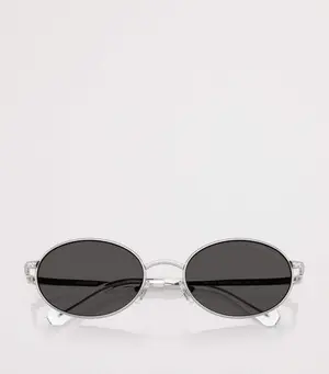 SWAROVSKI Oval Embellished Sunglasses - Silver