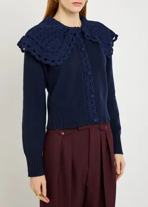 Erdem Crochet Collar Wool-blend Cardigan