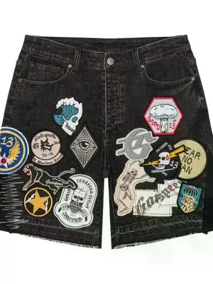 GODSPEED Patchwork Denim Shorts - Black