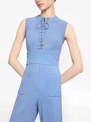 Elie Saab Sleeveless Lace-up Wide Leg Jumpsuit
