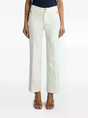 Etro Flared Cotton-blend Jacquard Trousers With Paisley Foliage Motif