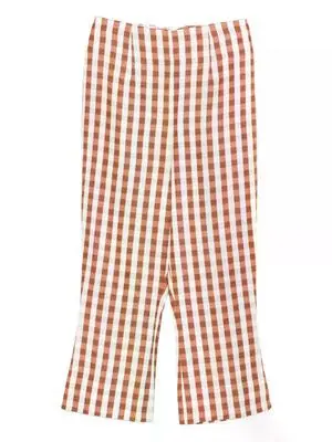 Faithfull The Brand Gingham Pattern Cropped Trousers - Brown