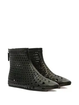 Isabel Marant Étoile Ferix Perforated Calfskin Leather Ankle Boots - Black