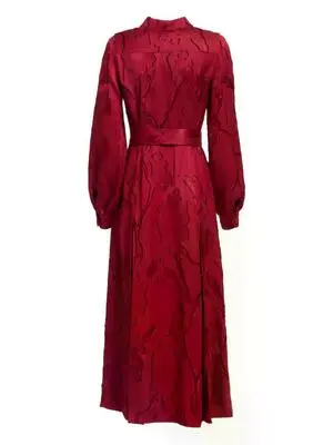 Elie Saab Long-sleeve Belted Midi Dress
