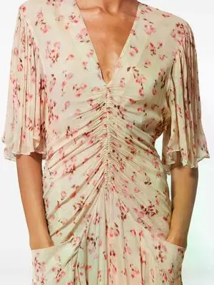 MARANT ETOILE Vivienne Floral Midi Dress - Neutrals