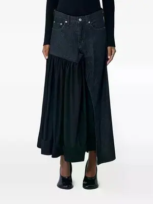 Yohji Yamamoto Contrast Panel Midi Skirt - Black
