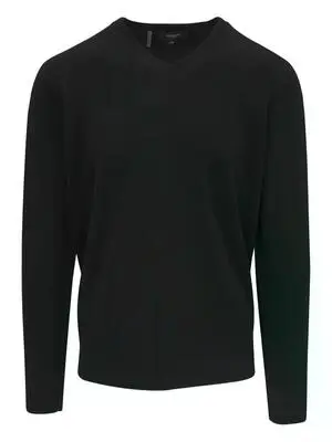 Kinross Cashmere V-neck Fine Knit Sweater - Black