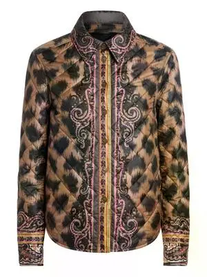 Etro Quilted Animal Print Shirt Jacket - Brown