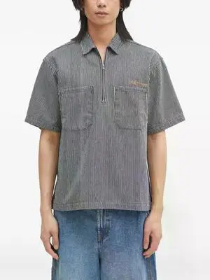 Aries Striped Zip-neck Polo Shirt