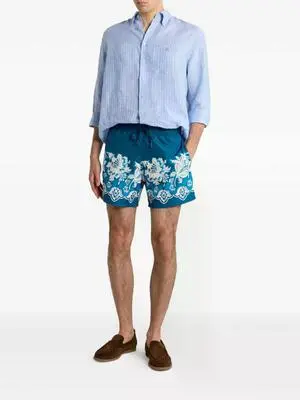 Etro Floral-print Swimsuit - Blue