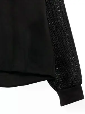 Dkny Embellished Mesh-sleeve Crewneck Sweatshirt