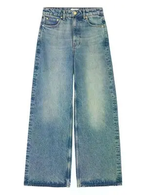 GANNI High-rise Wide-leg Faded Jeans - Blue