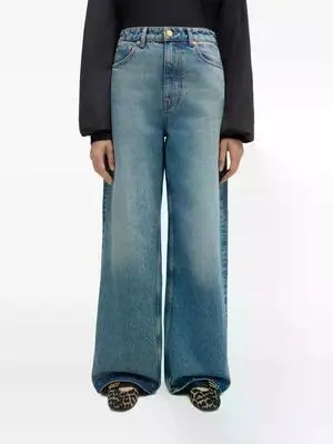 GANNI High-rise Wide-leg Faded Jeans