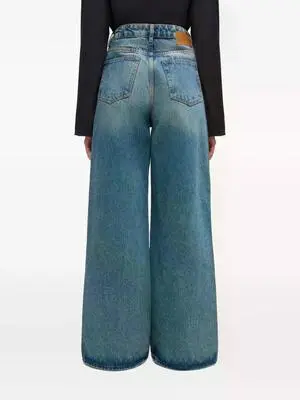 GANNI High-rise Wide-leg Faded Jeans