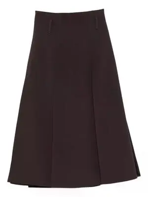 DRHOPE Dark Midi Skirt With Knife Pleats - Brown