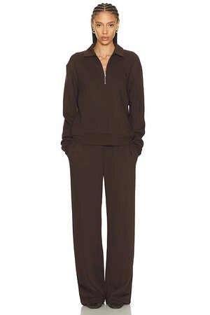 Eterne Zip-up Polo Sweatshirt With Embroidered Logo - Espresso