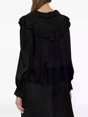SELF-PORTRAIT Lace Trimmed Ruffled Blouse