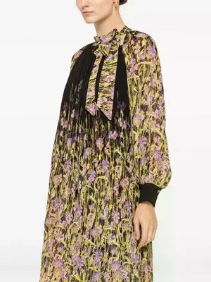 NISSA Pleated Floral Print Mini Dress