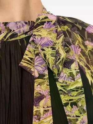 NISSA Pleated Floral Print Mini Dress