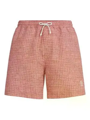 Brunello Cucinelli Flower-print Swim Shorts - Orange