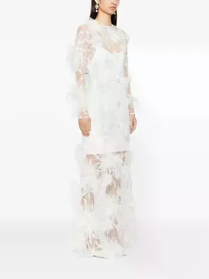 MACGRAW Birdy' Feather Embellished Maxi Dress