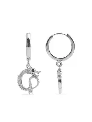 ALL THE LUCK IN THE WORLD Tone Dragon Hoop Earrings - Silver